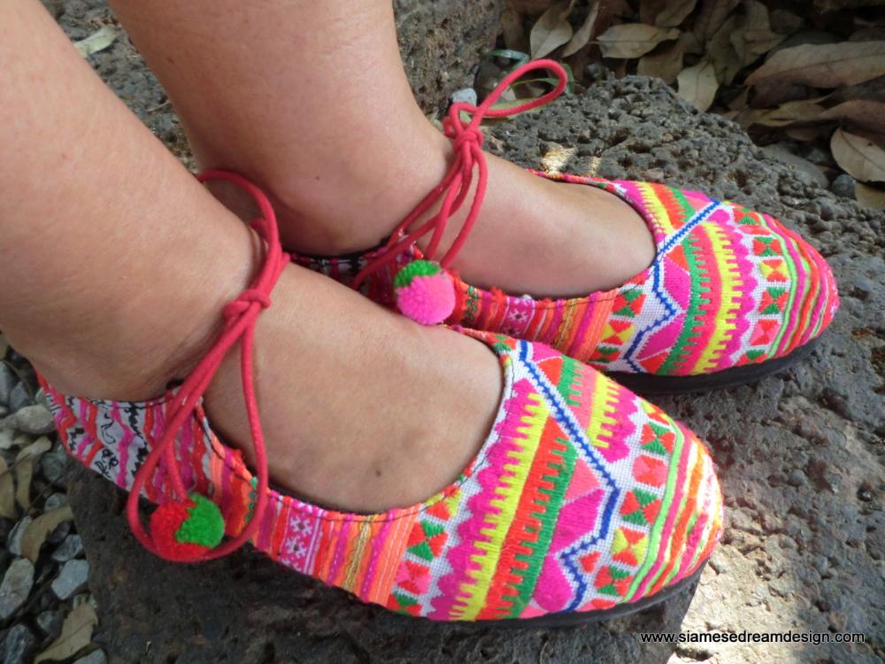 Bright Colorful Ballet Style Flats Shoes In Hmong Embroidery on Luulla